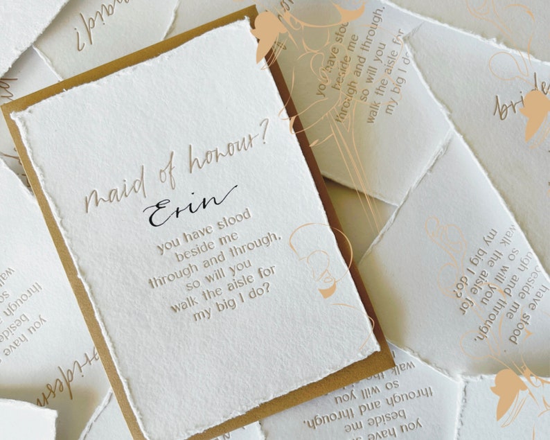 Handwritten Calligraphy Bridesmaid Proposal Cards Custom Ask Cards ...