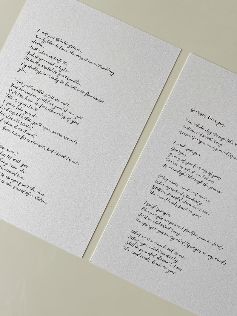 Custom Handwritten Calligraphy Wedding Vows X 2 | Personalized A3 ...