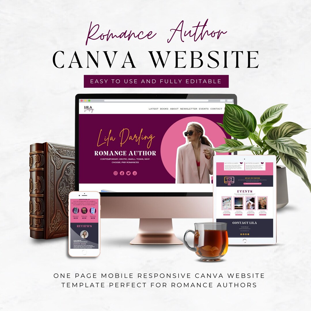 Canva Website Template for Authors | Website Theme Author | Fantasy Romance | Dark Romance ...