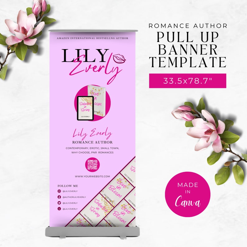 Romance Author Stand up Banner Template | Ebook Banner | Retractable ...