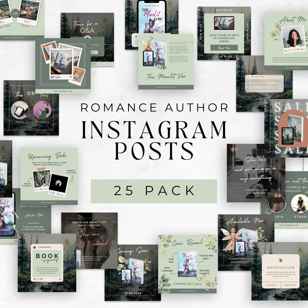 Social Media Templates for Romance Authors | Editable IG Posts Fantasy ...