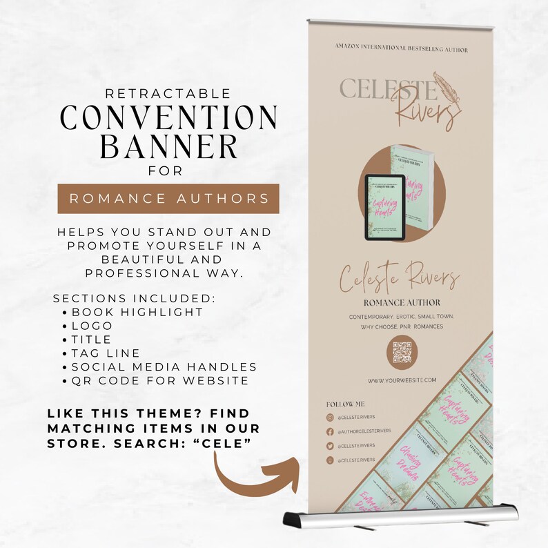 Romance Author Stand up Banner Template | Ebook Banner | Retractable ...