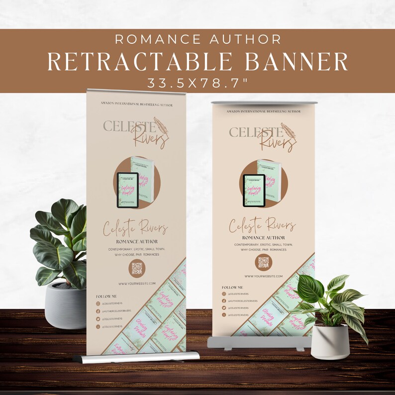 Romance Author Stand up Banner Template | Ebook Banner | Retractable ...