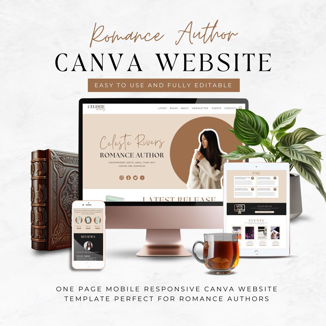Canva Website Template for Romance Authors | Minimal Website Theme ...