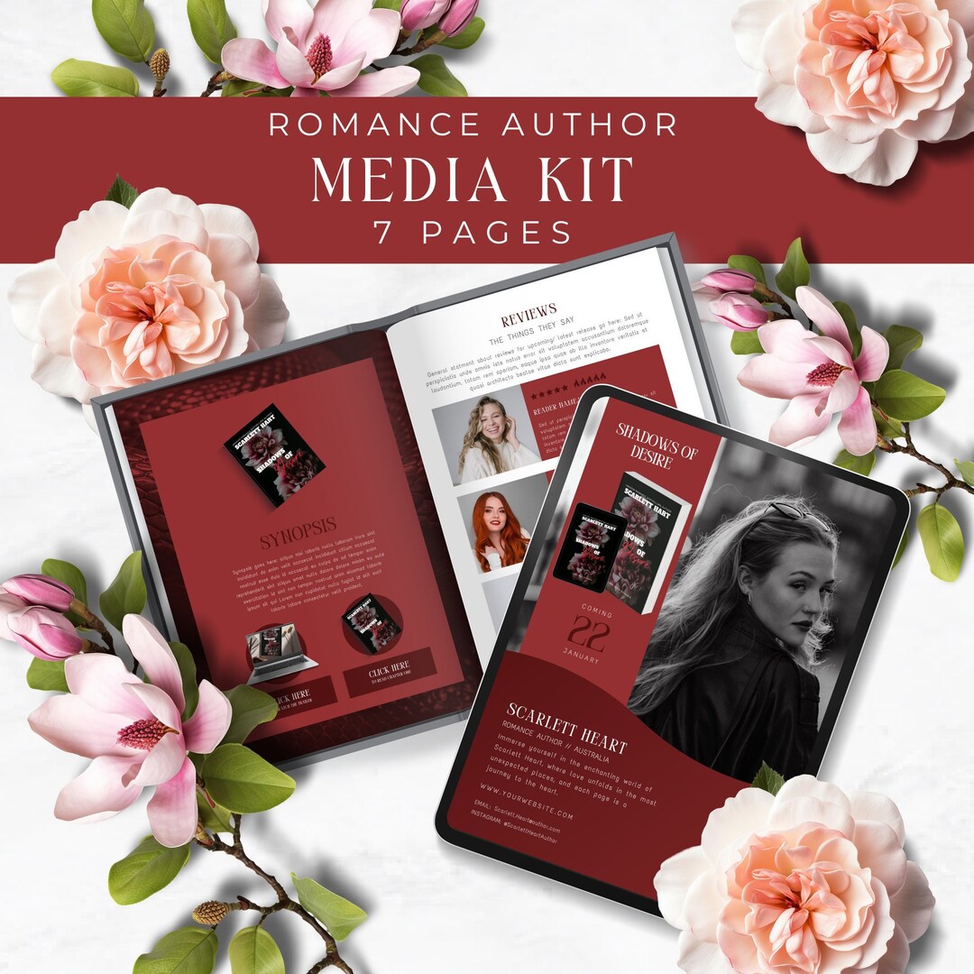 Author Media Kit Template Red | Dark Romance Author Canva | 7 Page ...
