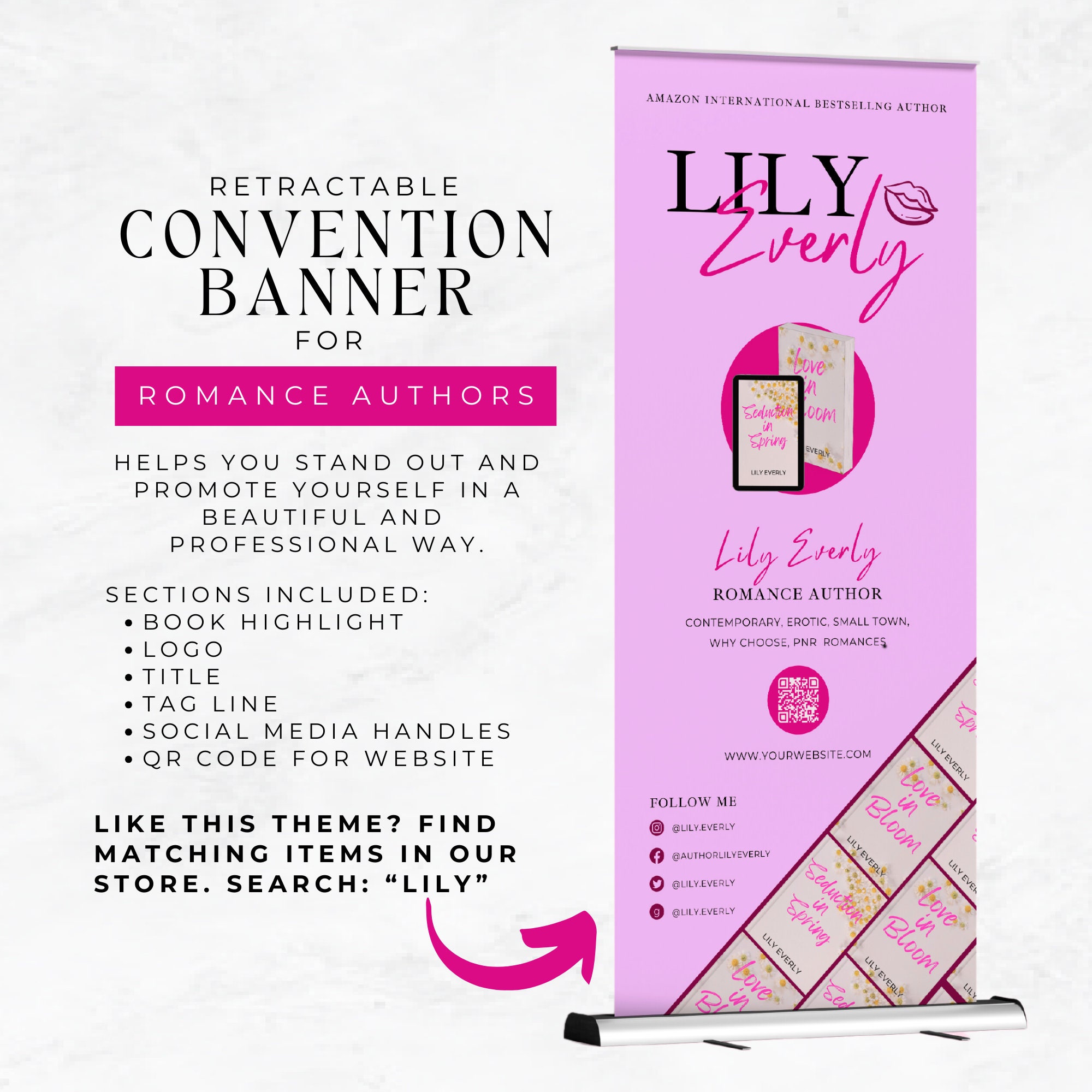 Romance Author Stand up Banner Template Ebook Banner Retractable Banner ...