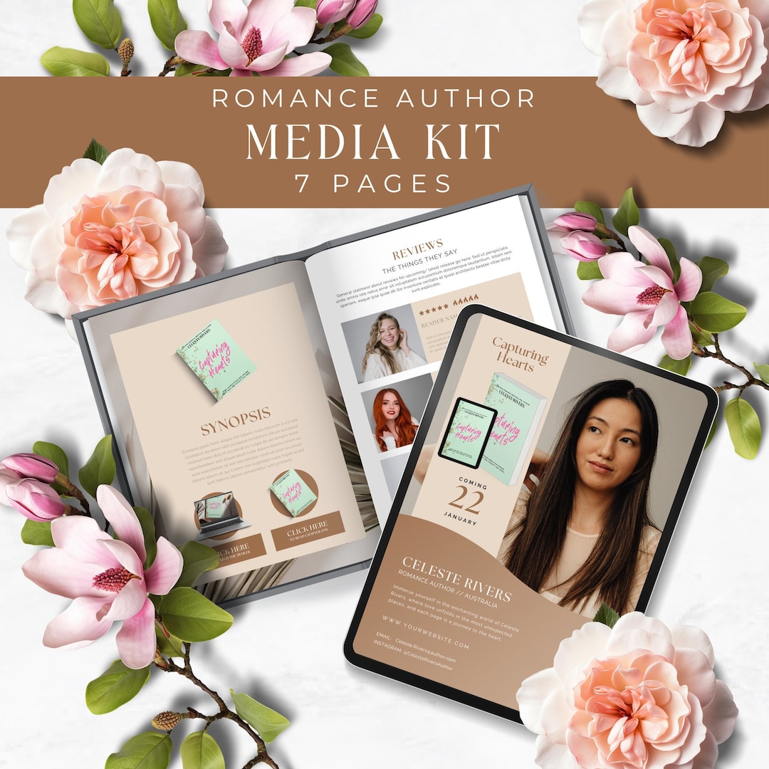 Romance Author Press Kit Template | Author Media Kit | Neutral Author ...