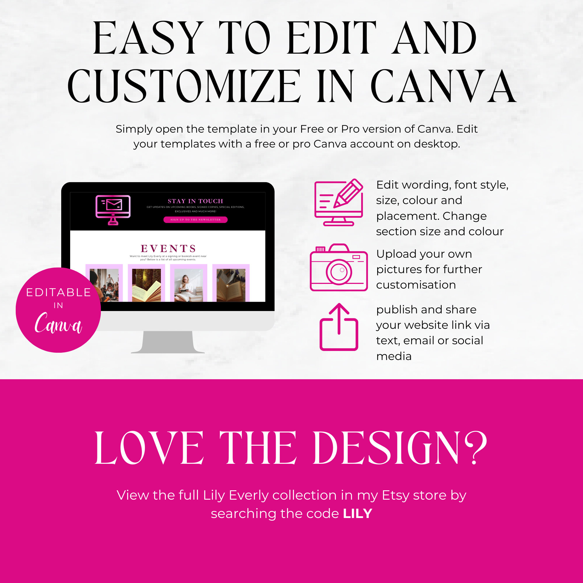 Canva Website Template for Romance Authors | Website Theme Author ...