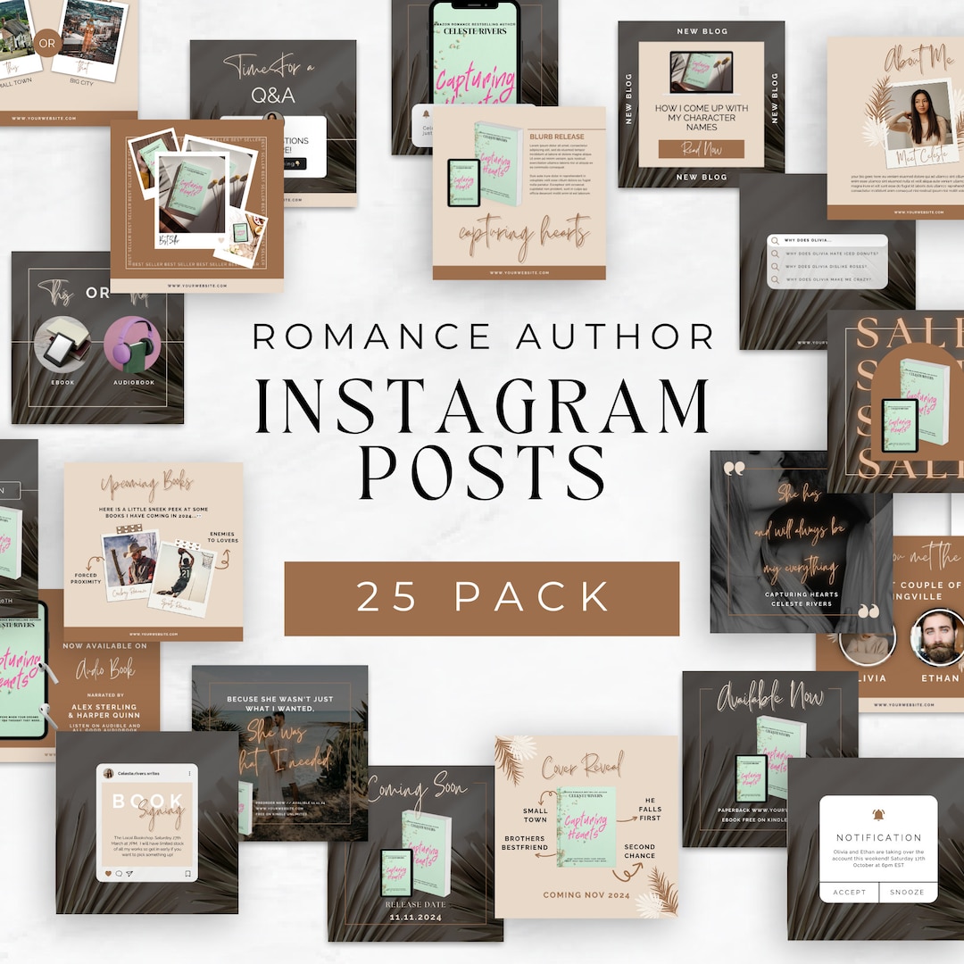 Instagram Templates for Romance Authors | Instagram Canva Template ...