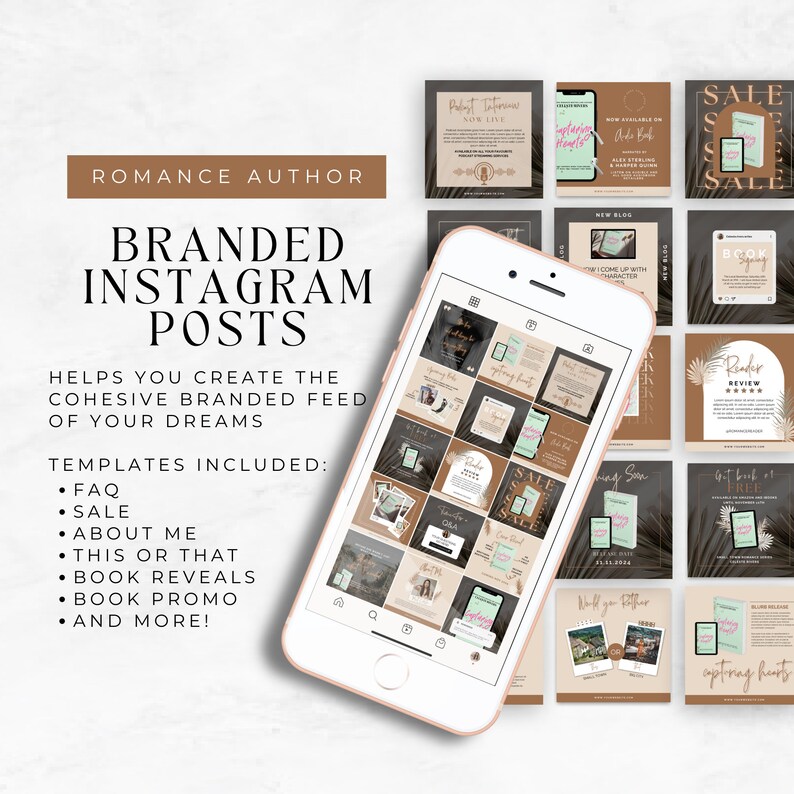 Instagram Templates for Romance Authors | Instagram Canva Template ...