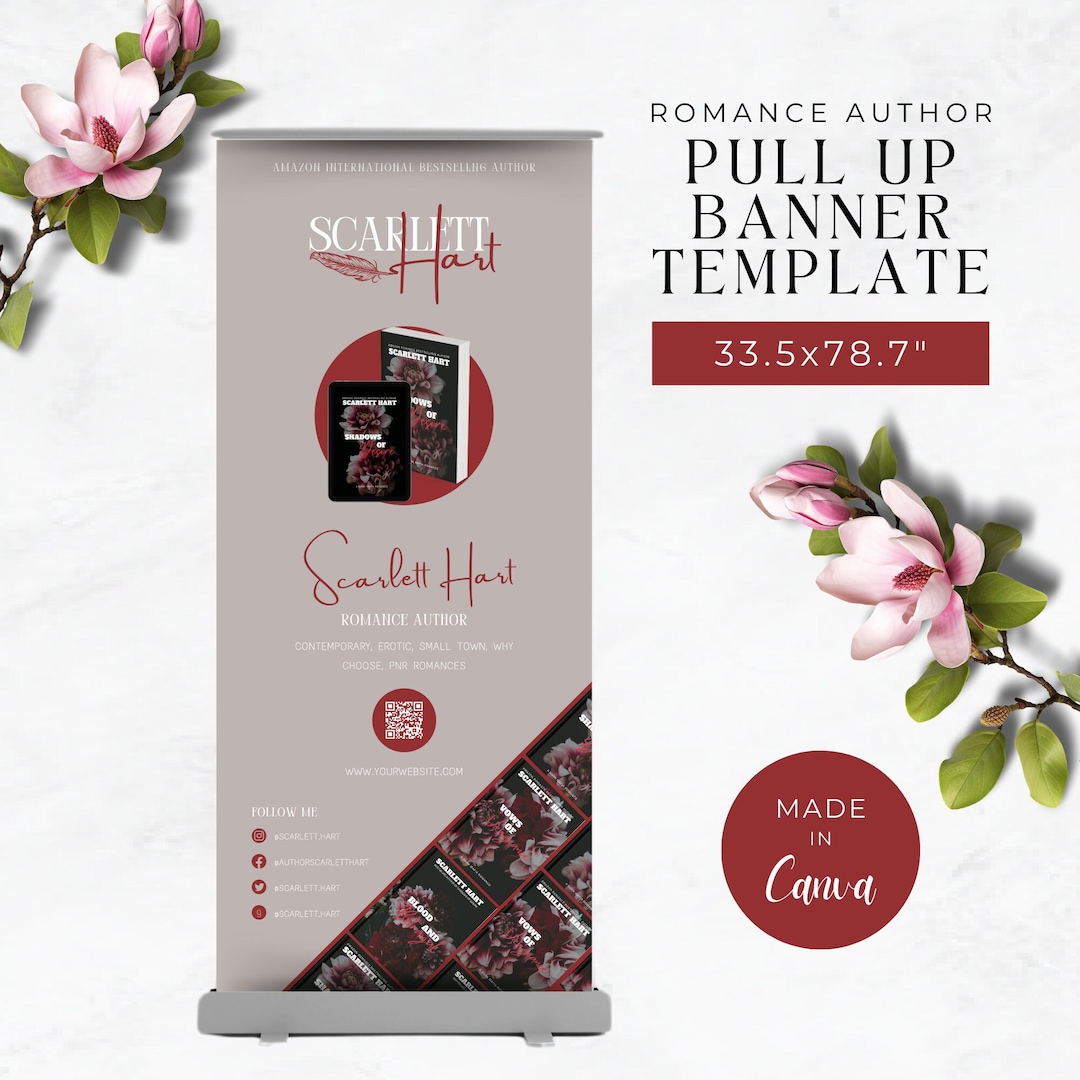 Romance Author Stand up Banner Template | Ebook Banner | Retractable ...