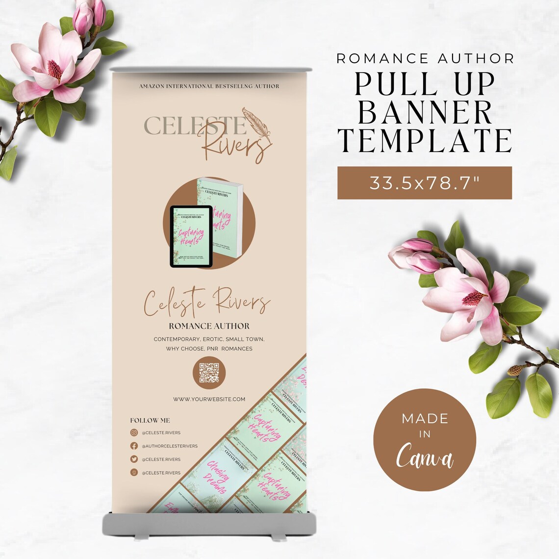 Romance Author Stand up Banner Template Ebook Banner Retractable Banner ...