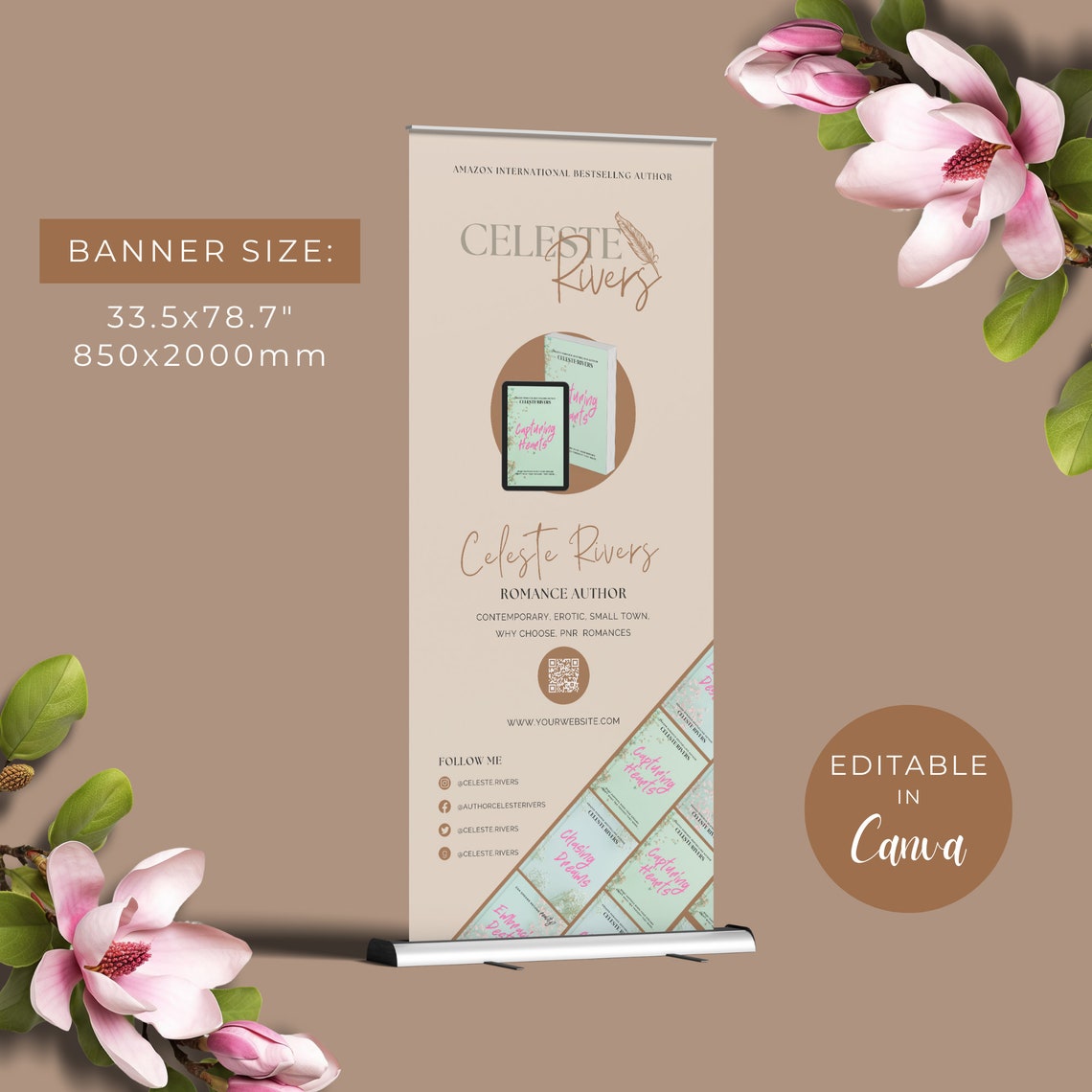 Romance Author Stand up Banner Template Ebook Banner Retractable Banner ...