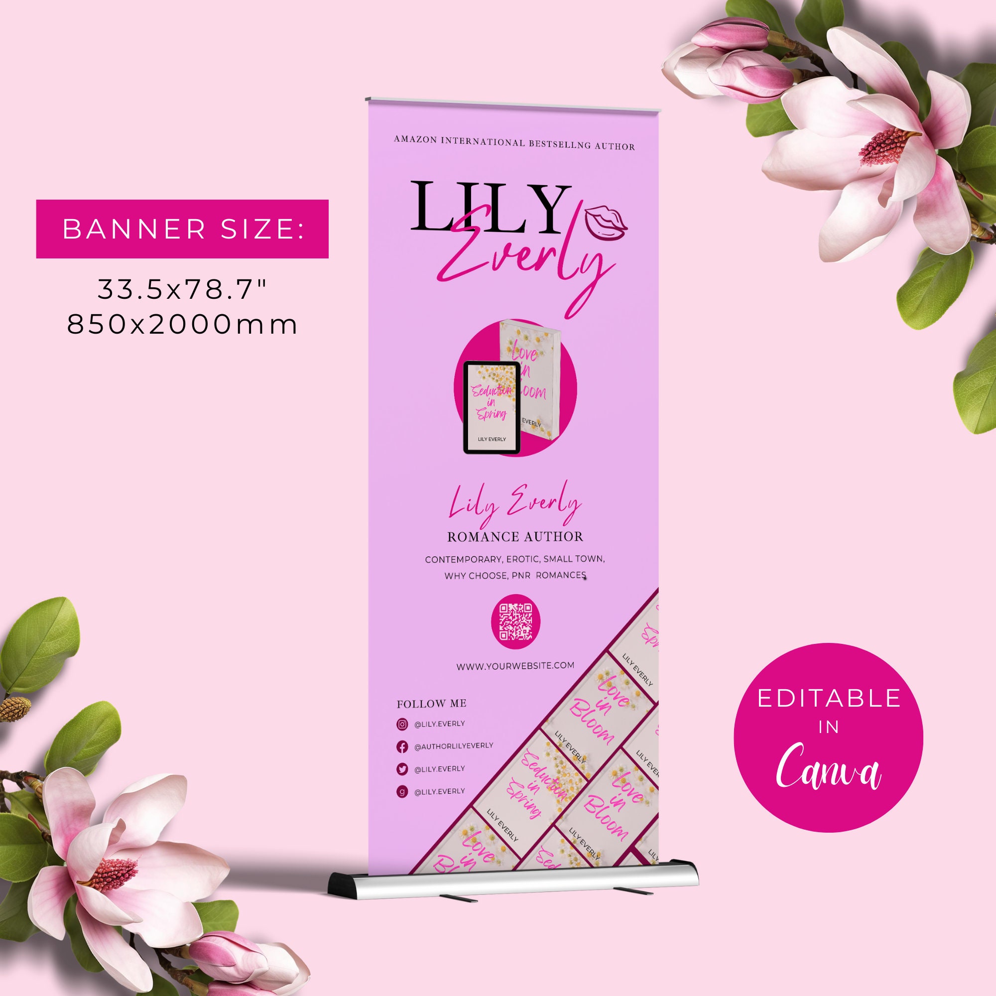 Romance Author Stand up Banner Template Ebook Banner Retractable Banner ...