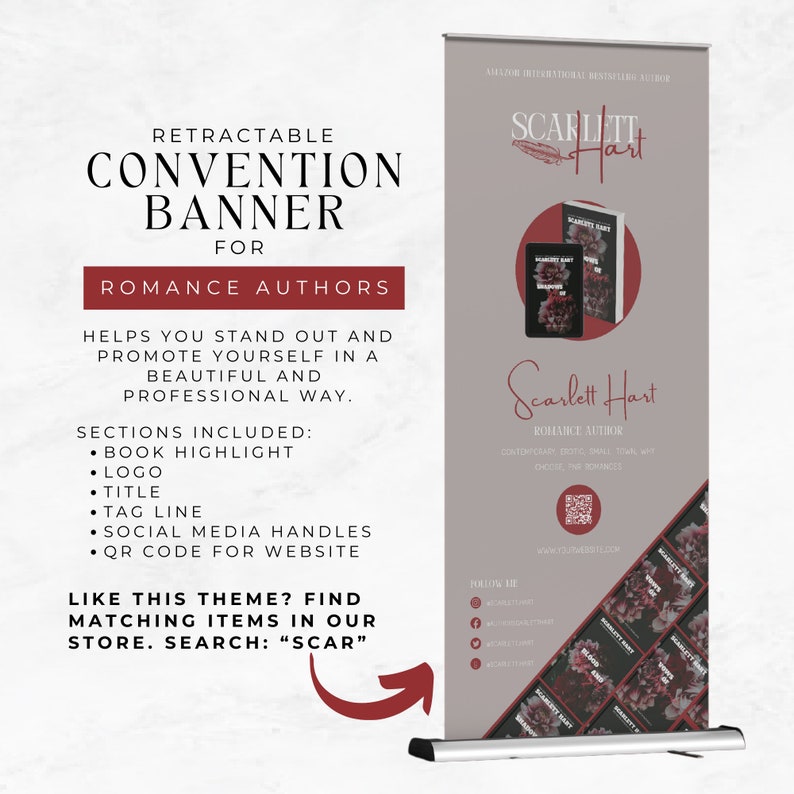 Romance Author Stand up Banner Template | Ebook Banner | Retractable ...
