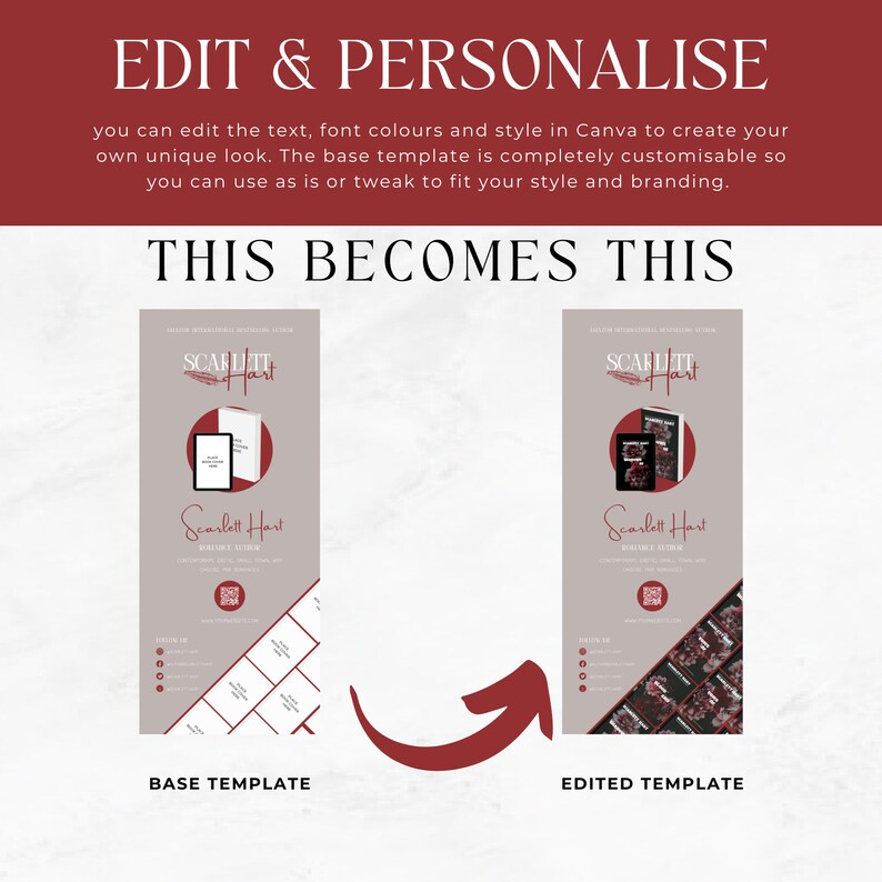 Romance Author Stand up Banner Template | Ebook Banner | Retractable ...