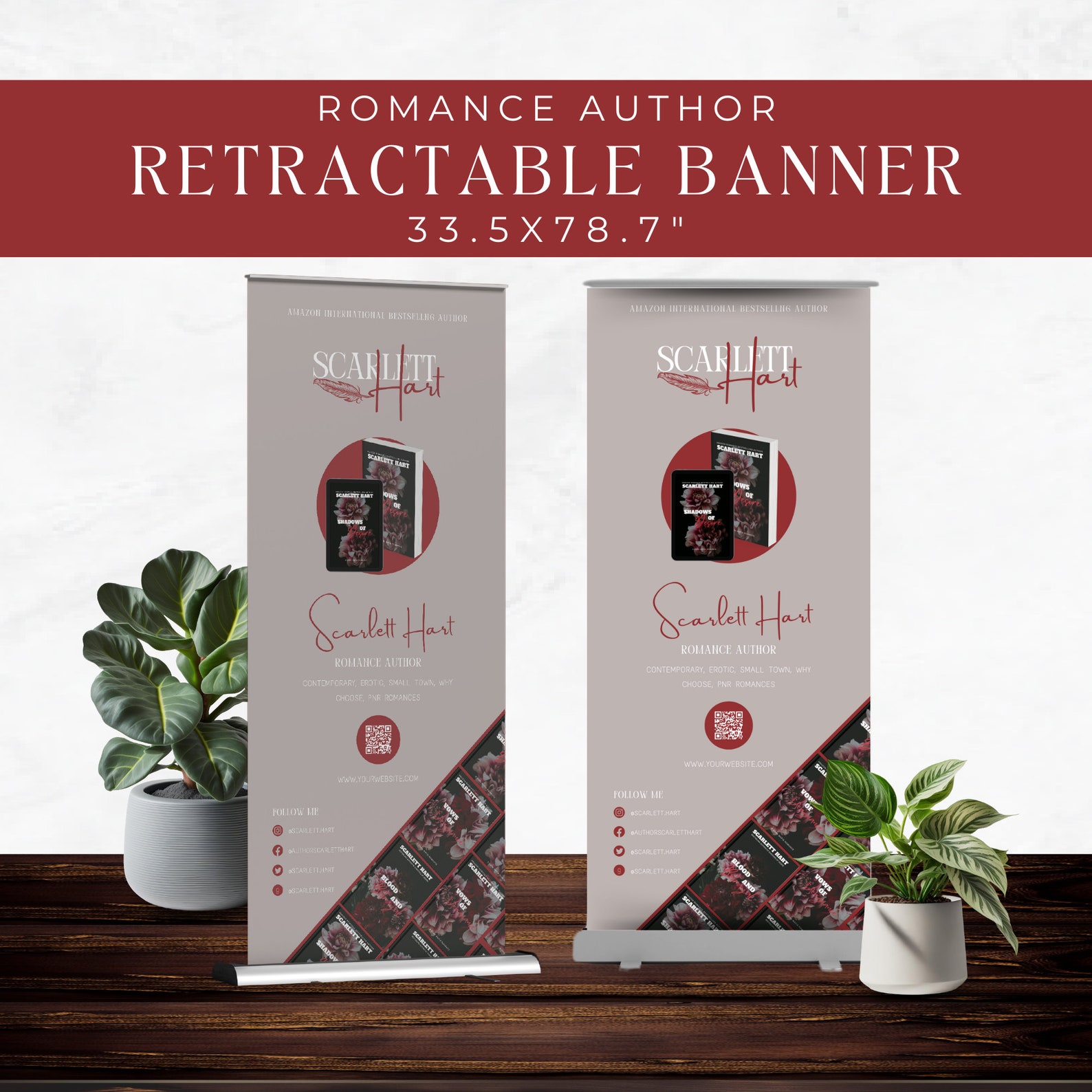 Romance Author Stand up Banner Template | Ebook Banner | Retractable ...