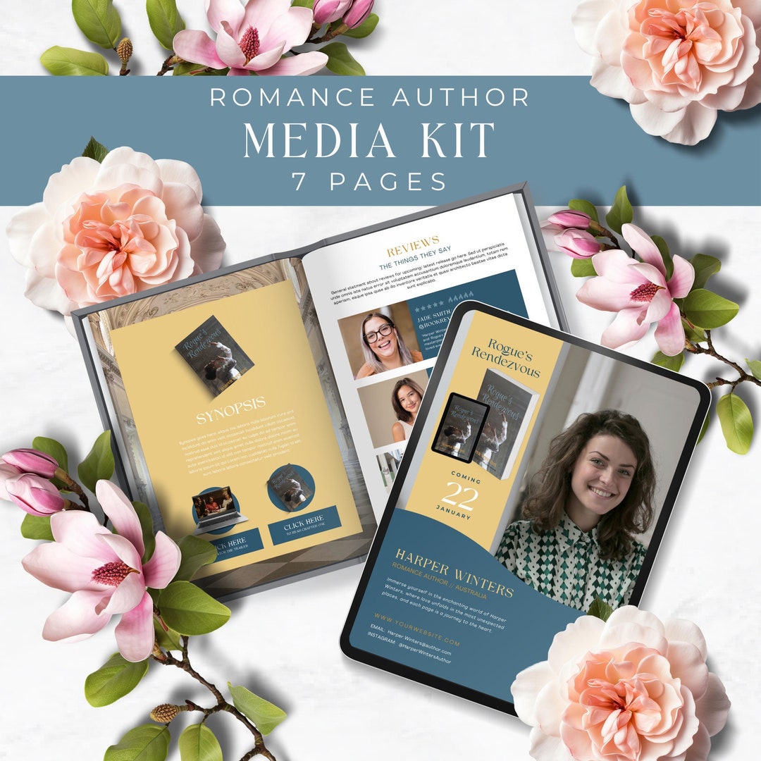 Author Press Kit Template | Historical Romance Author Canva | 7 Page ...