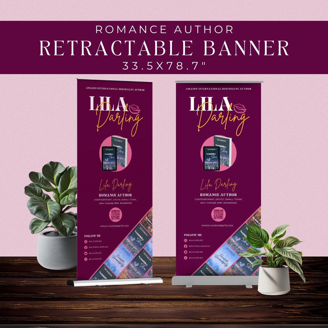 Retractable Banner Canva Template Romance Authors | Roll up Banner ...