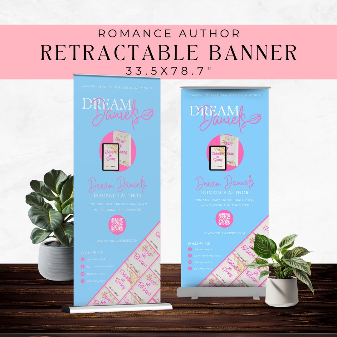 Romance Author Stand up Banner Template | Ebook Banner | Retractable ...