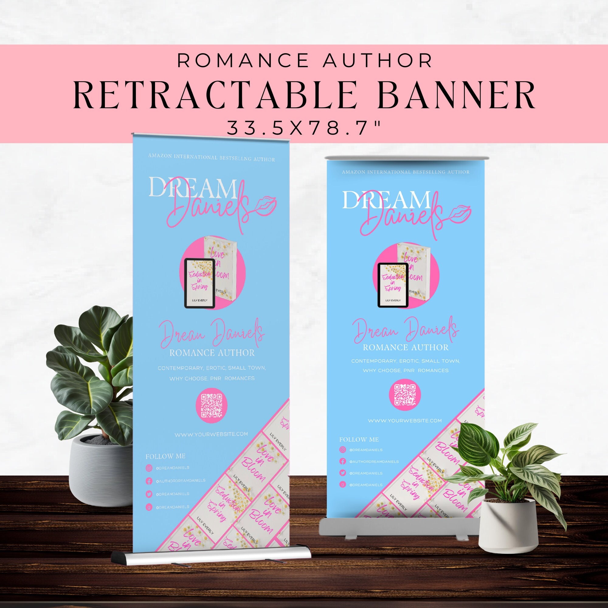 Romance Author Stand up Banner Template | Ebook Banner | Retractable ...