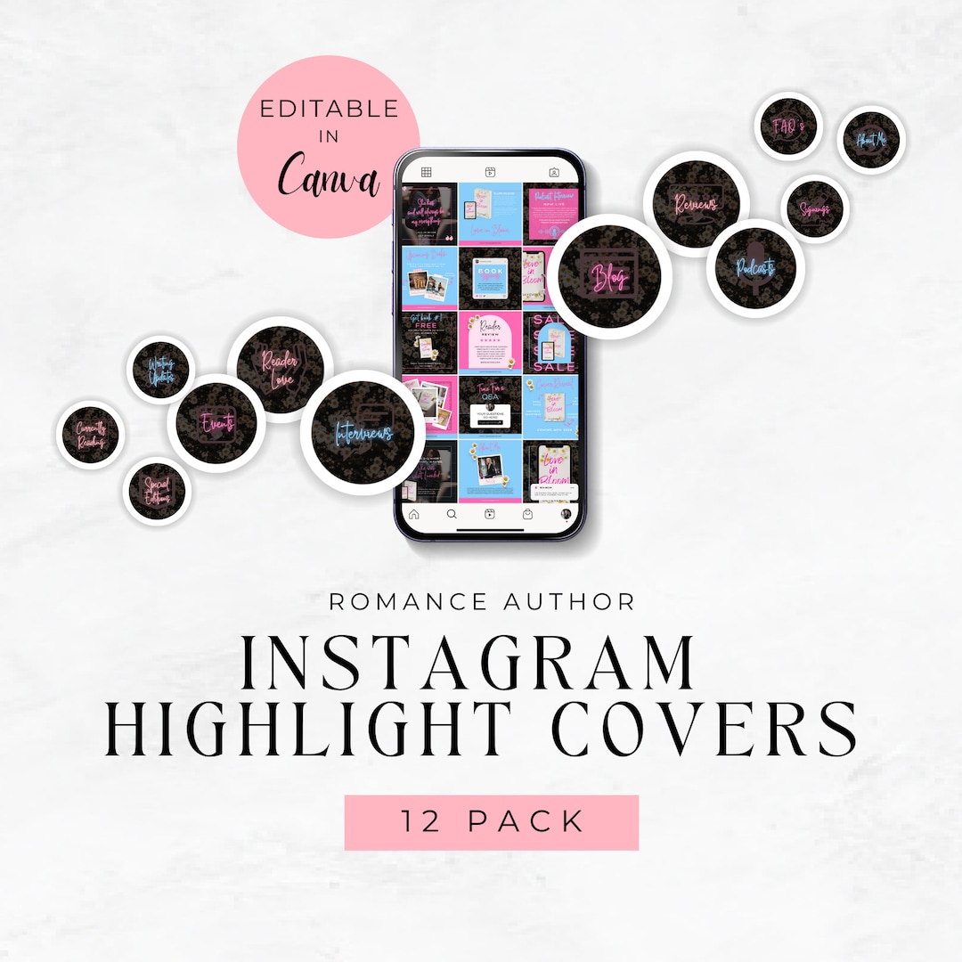 Instagram Highlight Covers for Romance Authors 12 Pack | Neon Pink ...