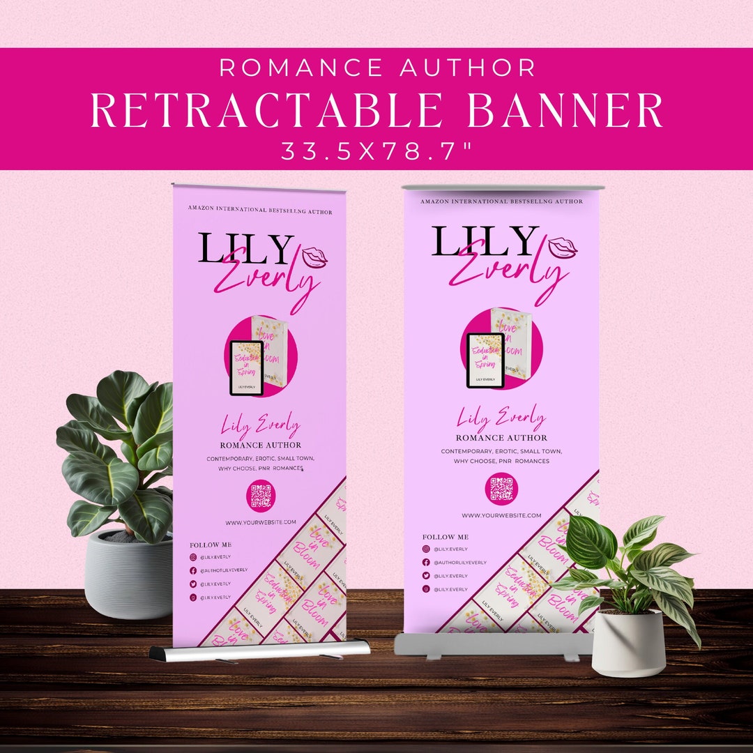 Romance Author Stand up Banner Template | Ebook Banner | Retractable ...