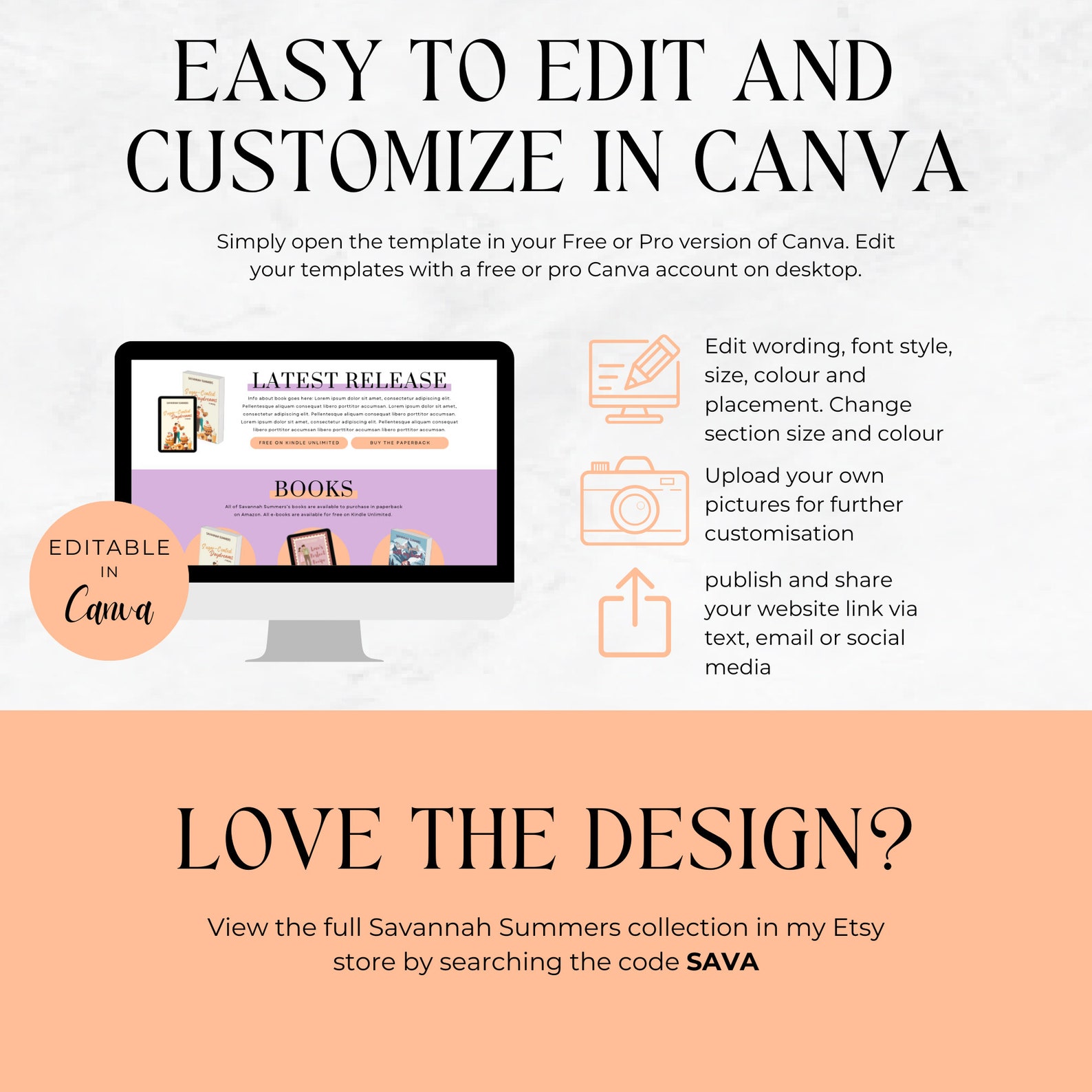 Canva Website Template for Romance Authors | Website Theme for Author ...