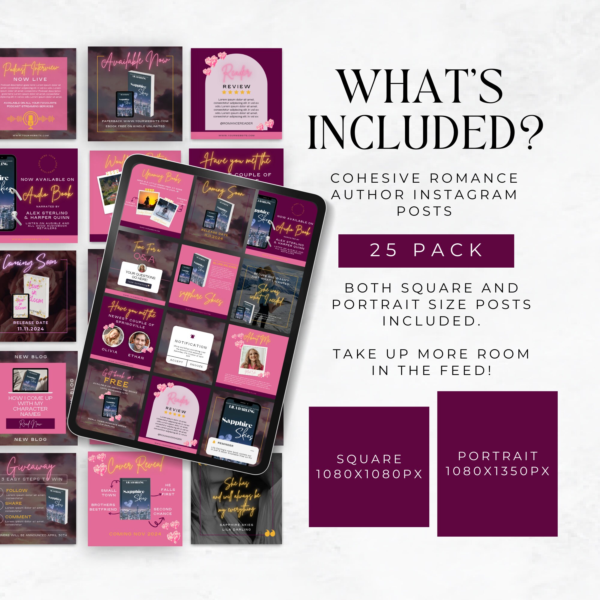 Instagram Templates for Romance Authors | Author Canva Template ...