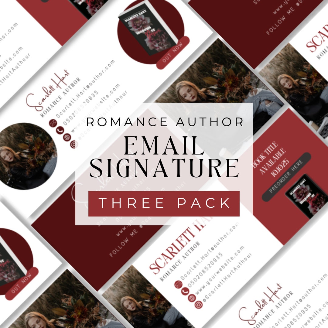 Romance Author Modern Email Signature | Canva Editable Email Design ...