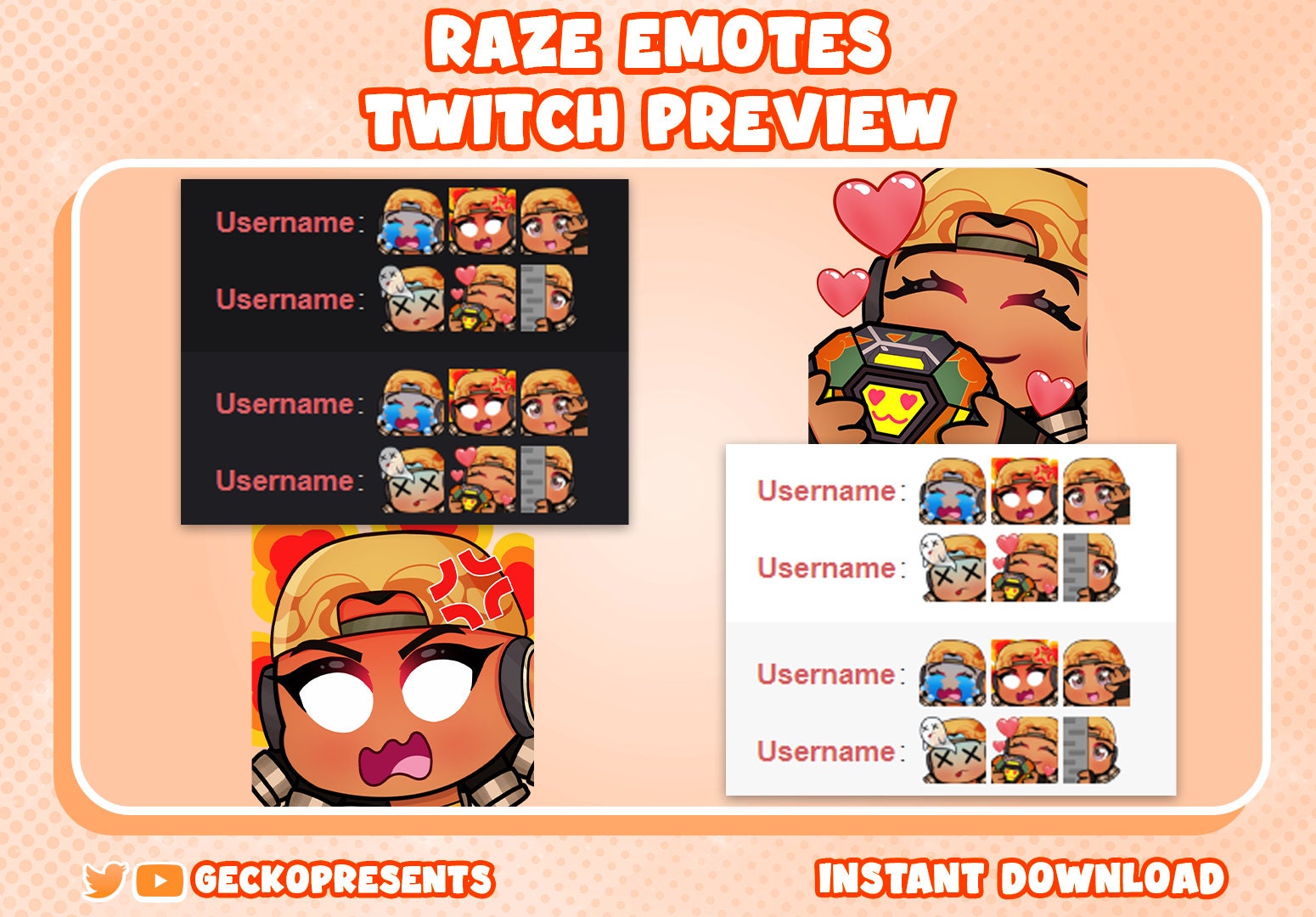 Raze Valorant Twitch Emotes (6) | Static | Twitch Emotes, Discord ...
