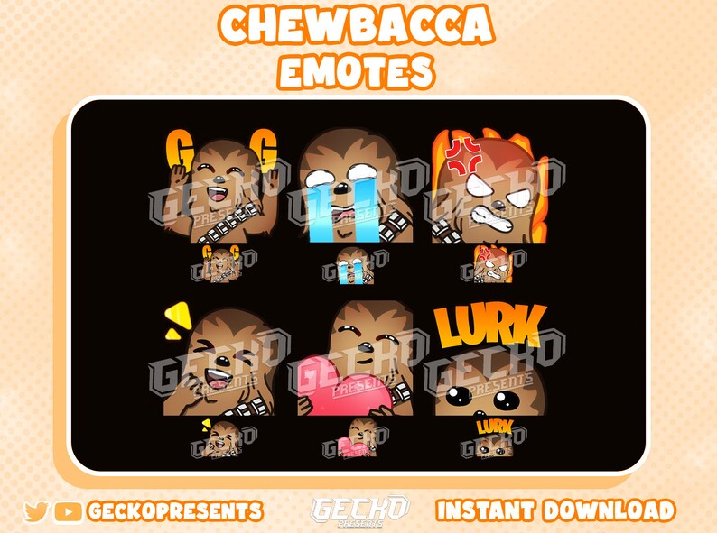 6 Chewbacca Emotes | Static | Twitch Emotes, Discord Emotes - Etsy