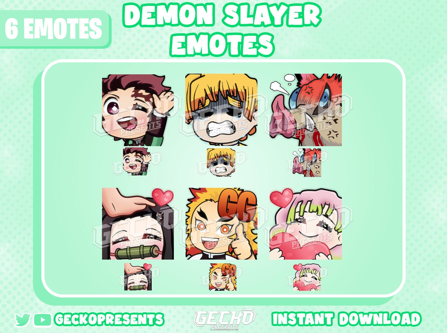 6 Demon Slayer Emotes | Static | Twitch Emote, Discord Emote - Etsy