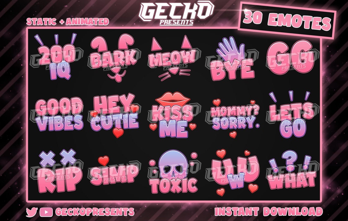 30 Cute Text Emotes | Static + Animated | Twitch Emotes, Discord Emotes ...