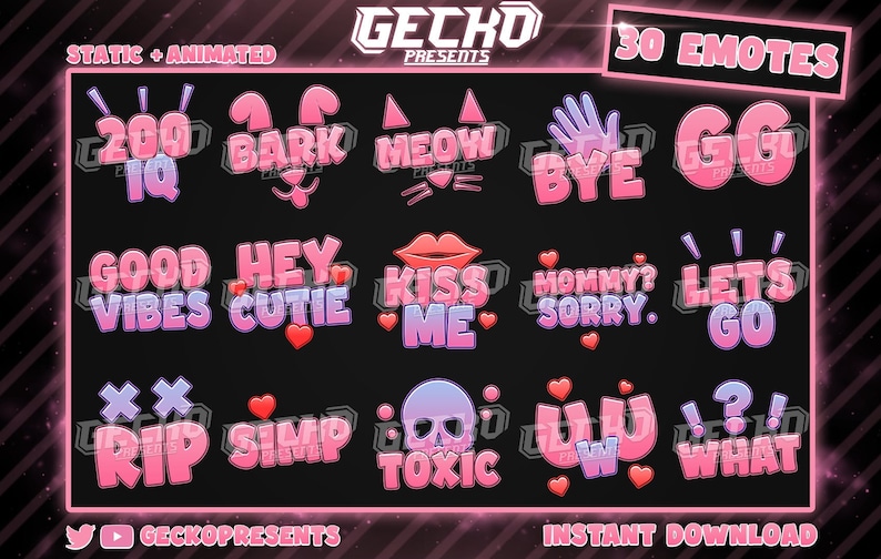 30 Cute Text Emotes | Static + Animated | Twitch Emotes, Discord Emotes ...