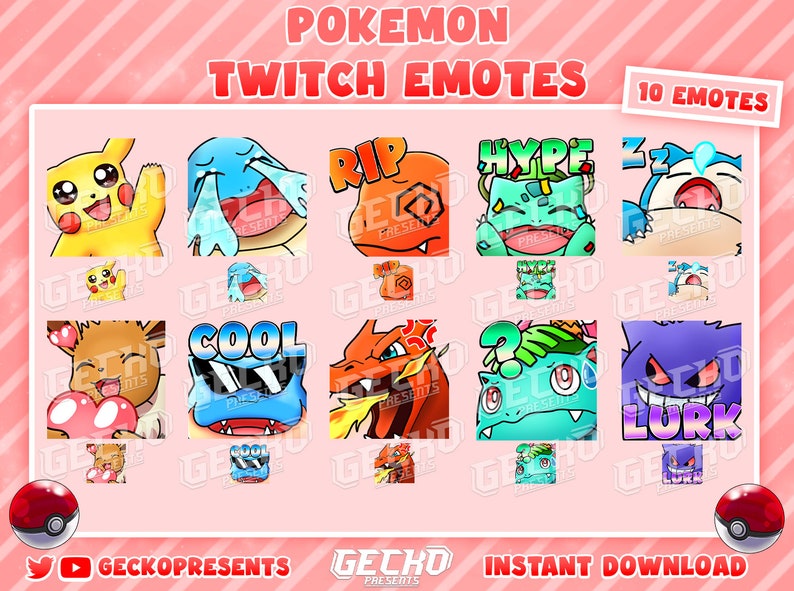 10 Pokemon Twitch Emotes Static Twitch Emotes, Discord Emotes - Etsy
