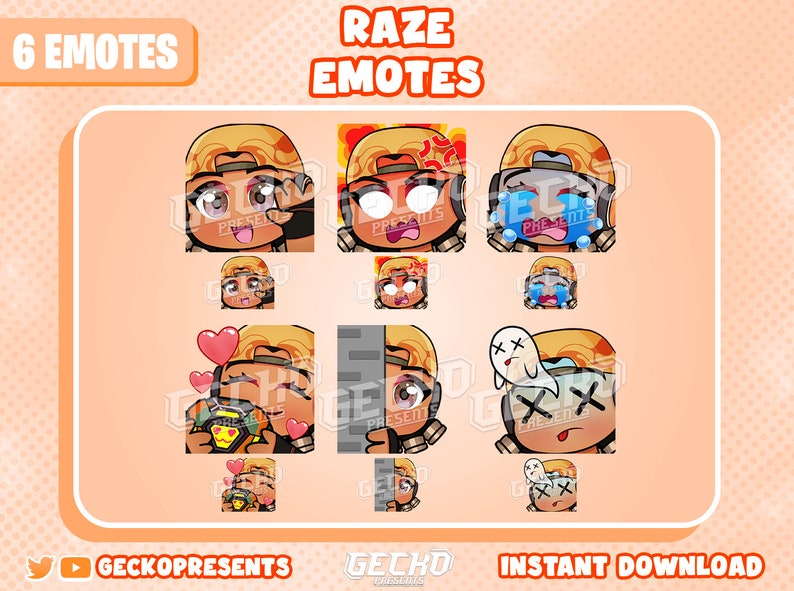 Raze Valorant Twitch Emotes (6) | Static | Twitch Emotes, Discord ...