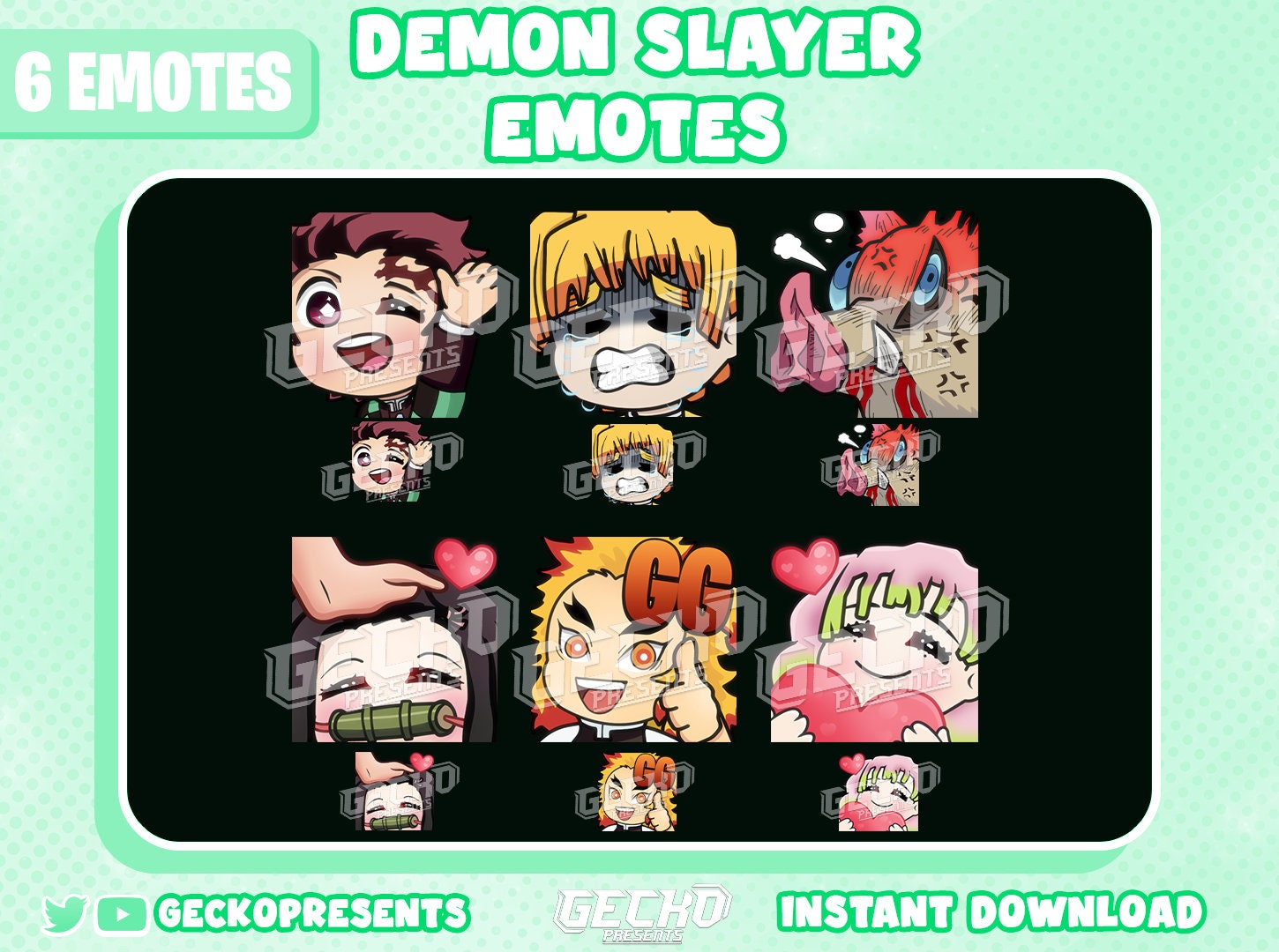 6 Demon Slayer Emotes | Static | Twitch Emote, Discord Emote - Etsy