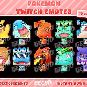 10 Pokemon Twitch Emotes Static Twitch Emotes, Discord Emotes - Etsy