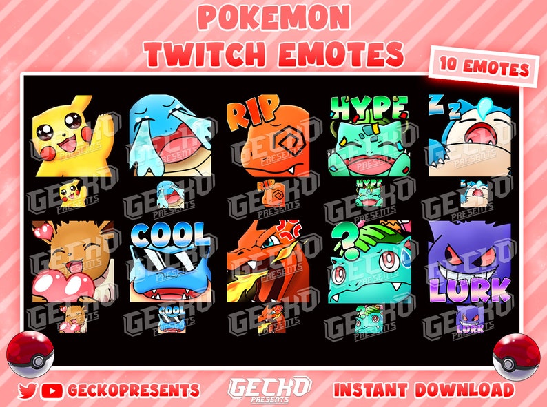10 Pokemon Twitch Emotes Static Twitch Emotes, Discord Emotes - Etsy
