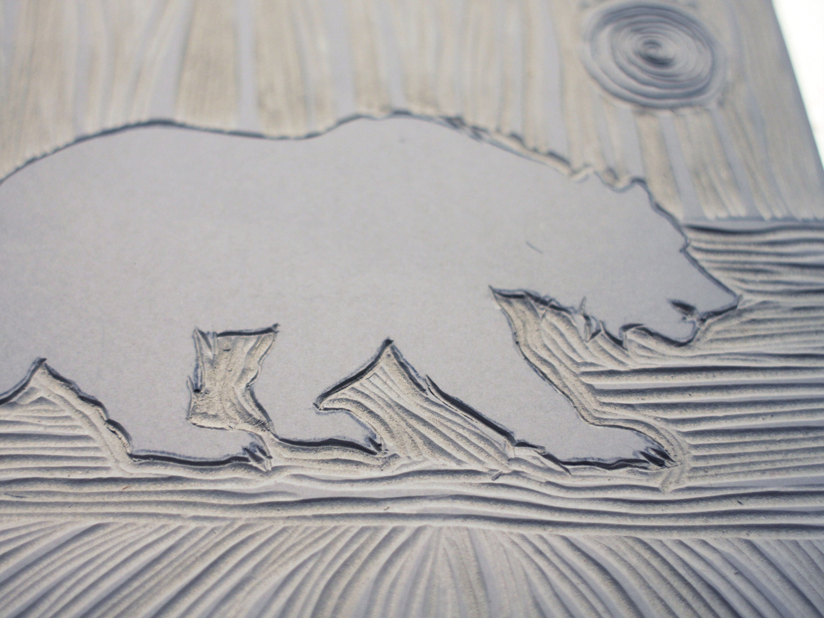 Bear 8 X 10 Linocut Print Hand Carved and Hand Pressed Black & White ...