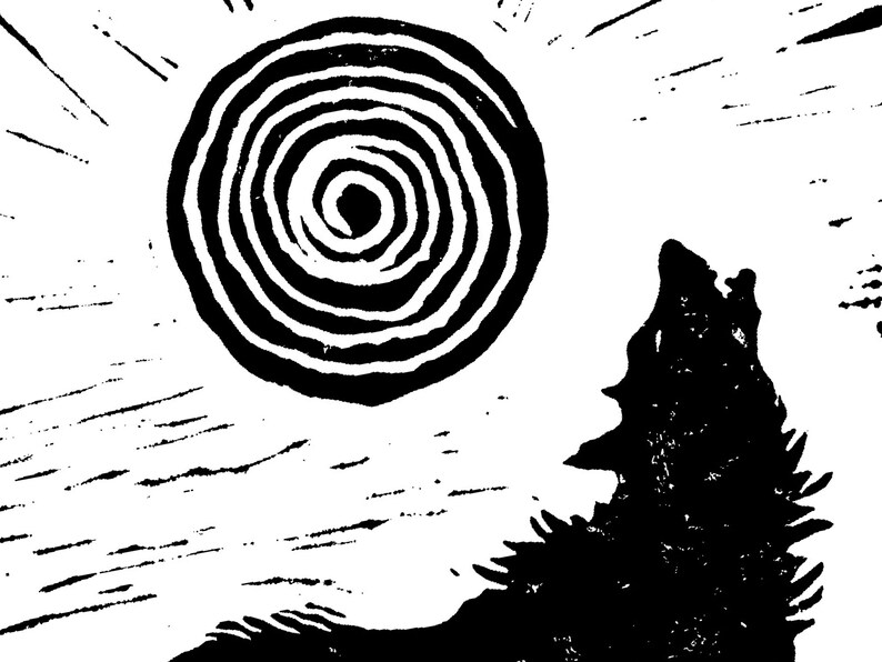 Wolf Linocut Print: Hand-carved Black & White Wall Art - Etsy