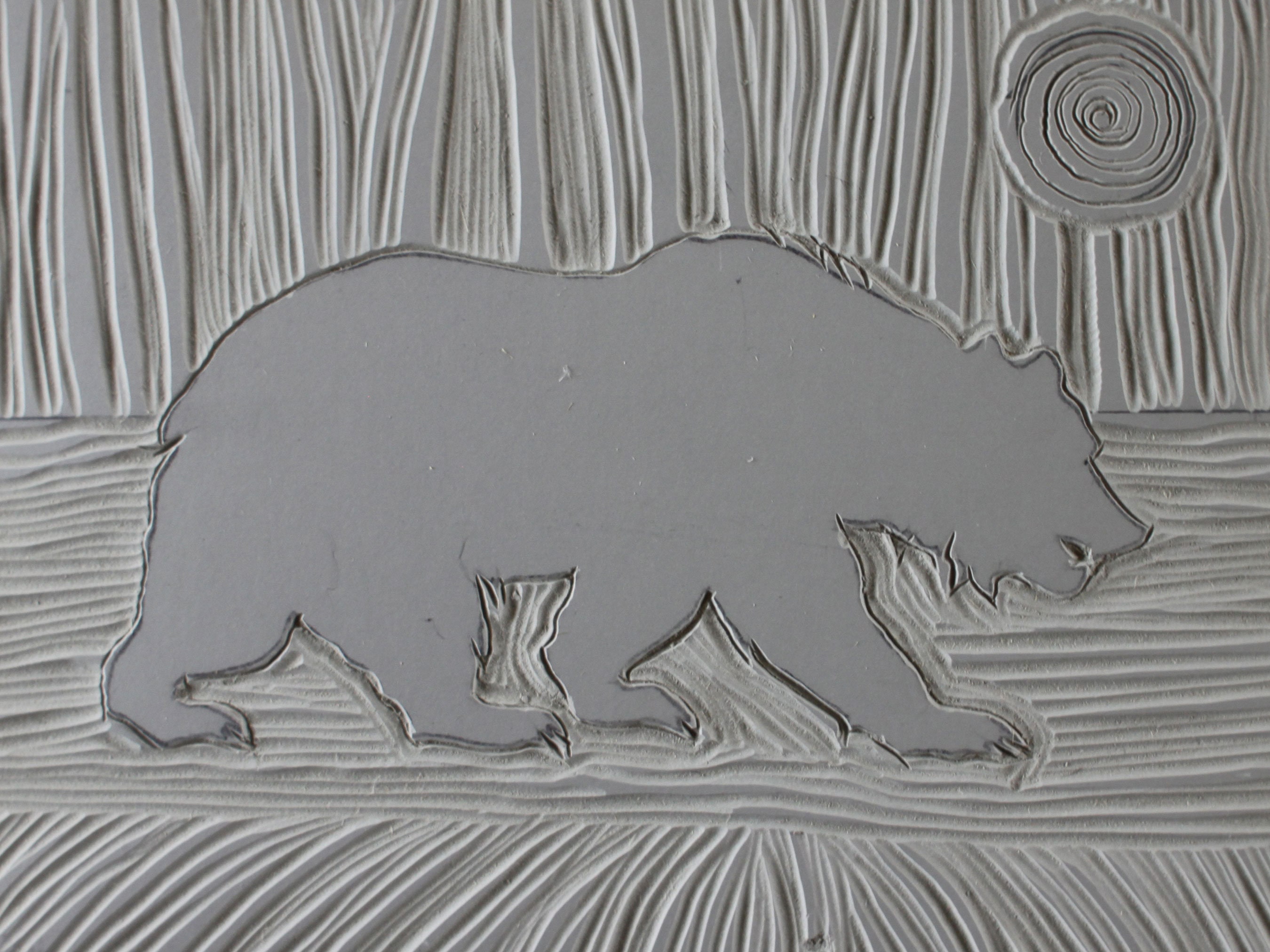 Bear 8 X 10 Linocut Print Hand Carved and Hand Pressed Black & White ...