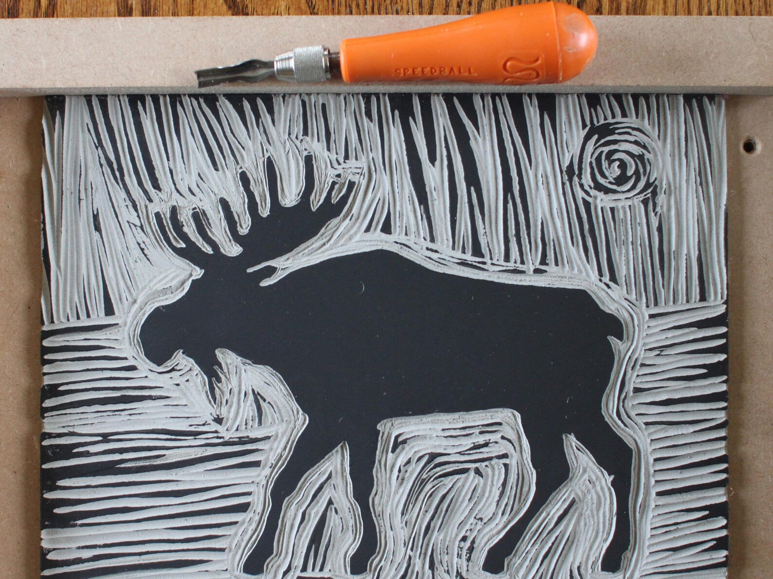 Moose - 8 X 10 Linocut Print - Hand Carved and Hand Pressed - Black ...