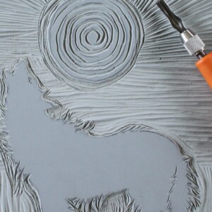 Wolf Linocut Print: Hand-carved Black & White Wall Art - Etsy