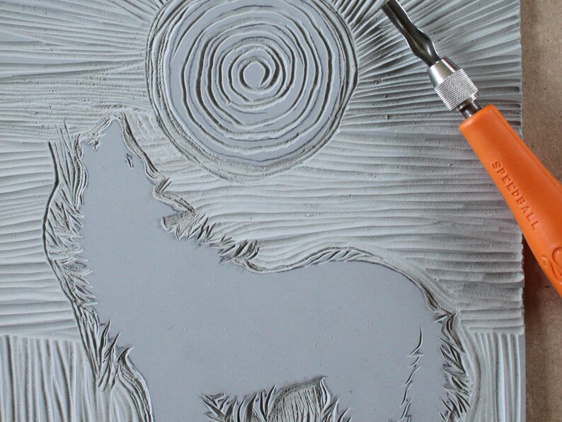 Wolf Linocut Print: Hand-carved Black & White Wall Art - Etsy