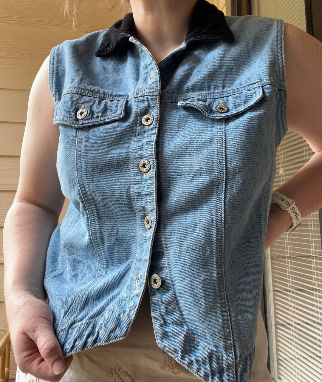 Bill Blass Vintage Jean Vest, 100% Cotton, Size L - Etsy