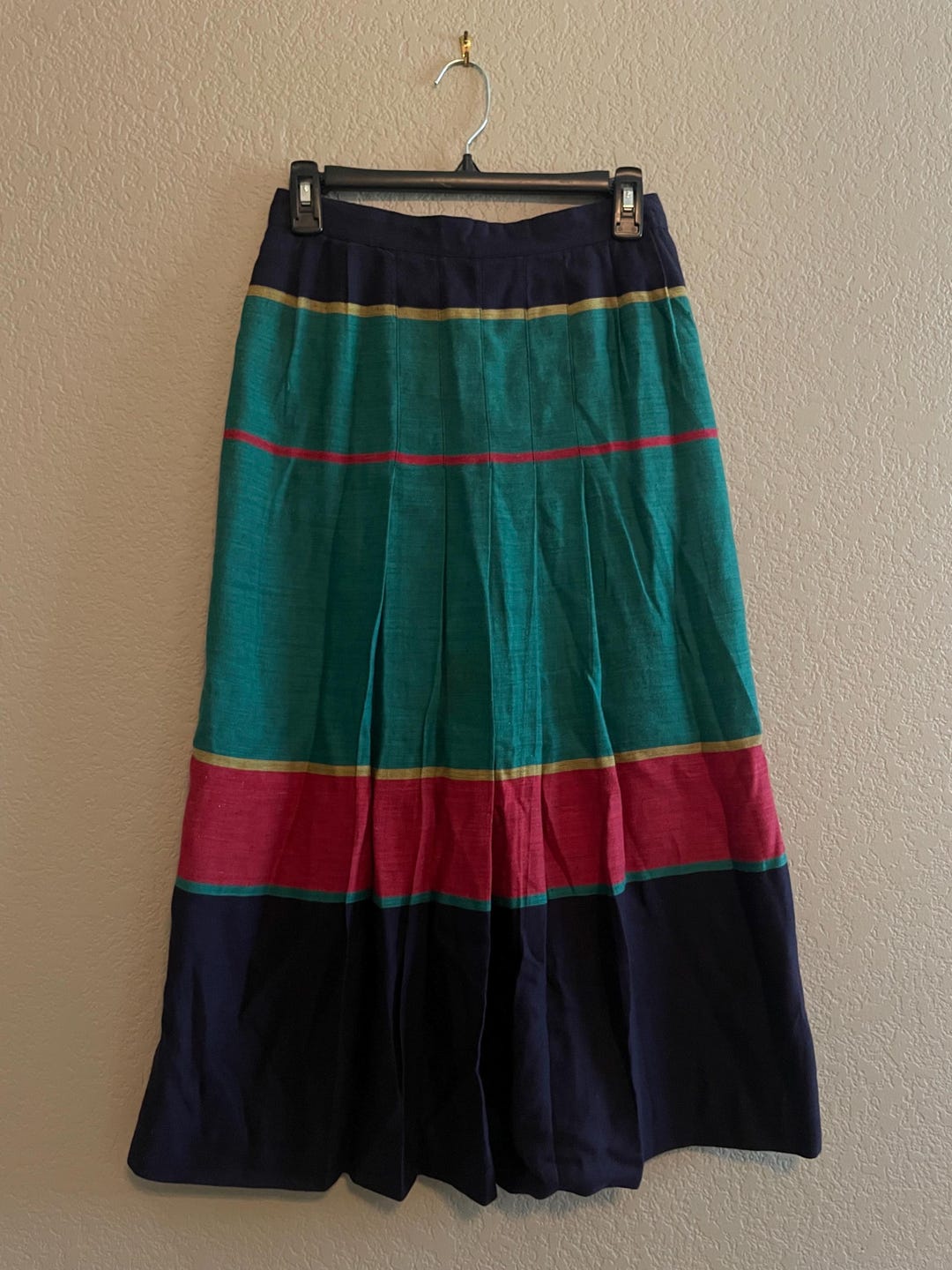 Vintage Maxi, Colorblock, Pleated Skirt - Etsy