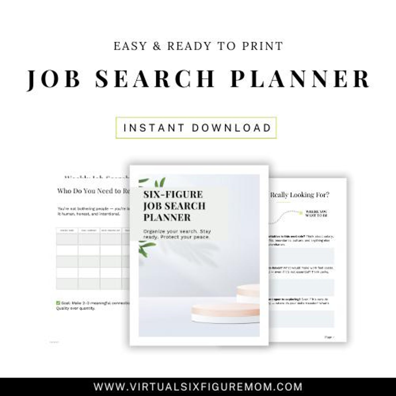 Six-figure Job Search Planner (printable PDF) | Application Tracker ...