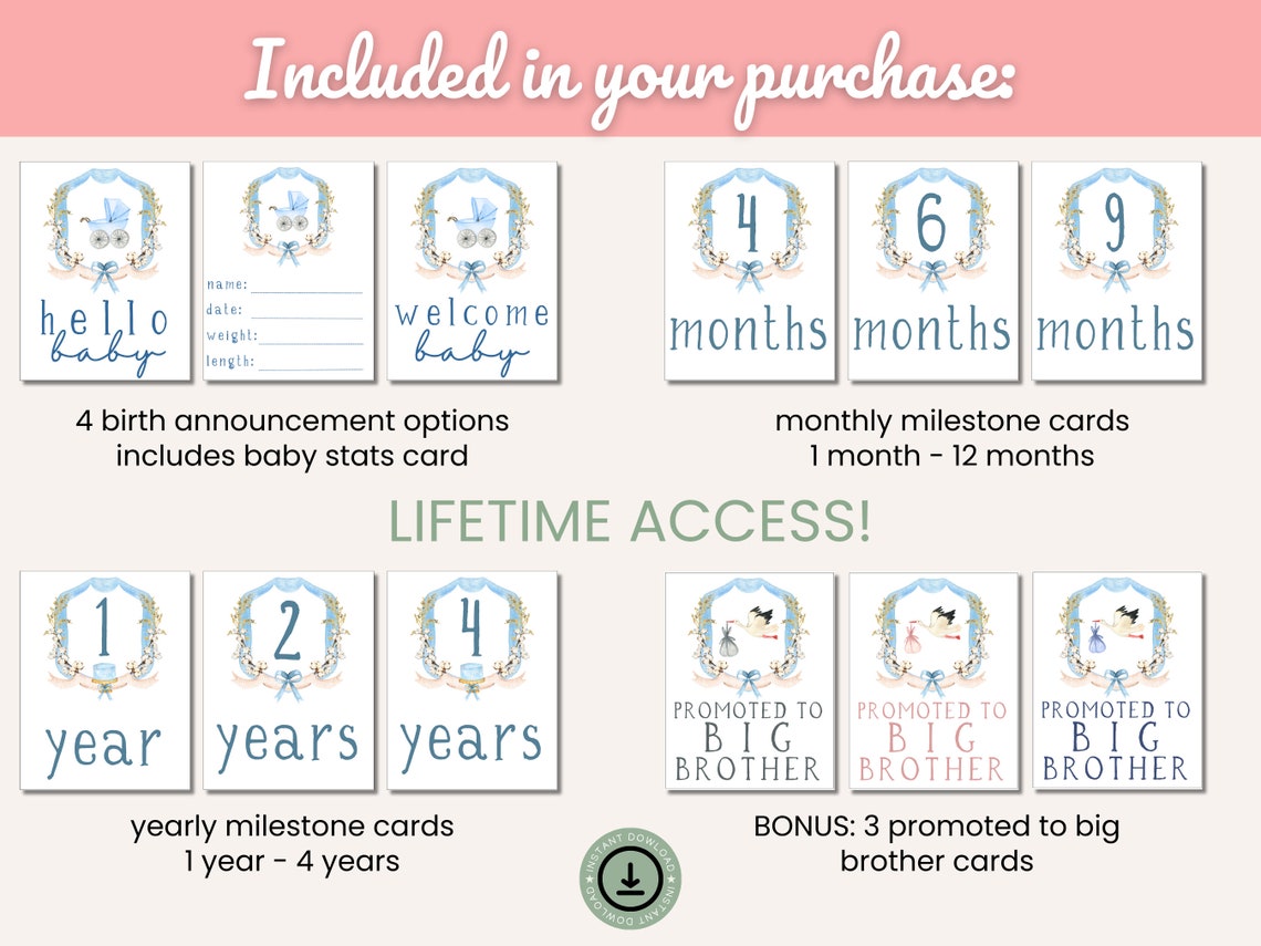 Printable Milestone Cards, Baby Monthly Milestone, Baby Month Cards ...